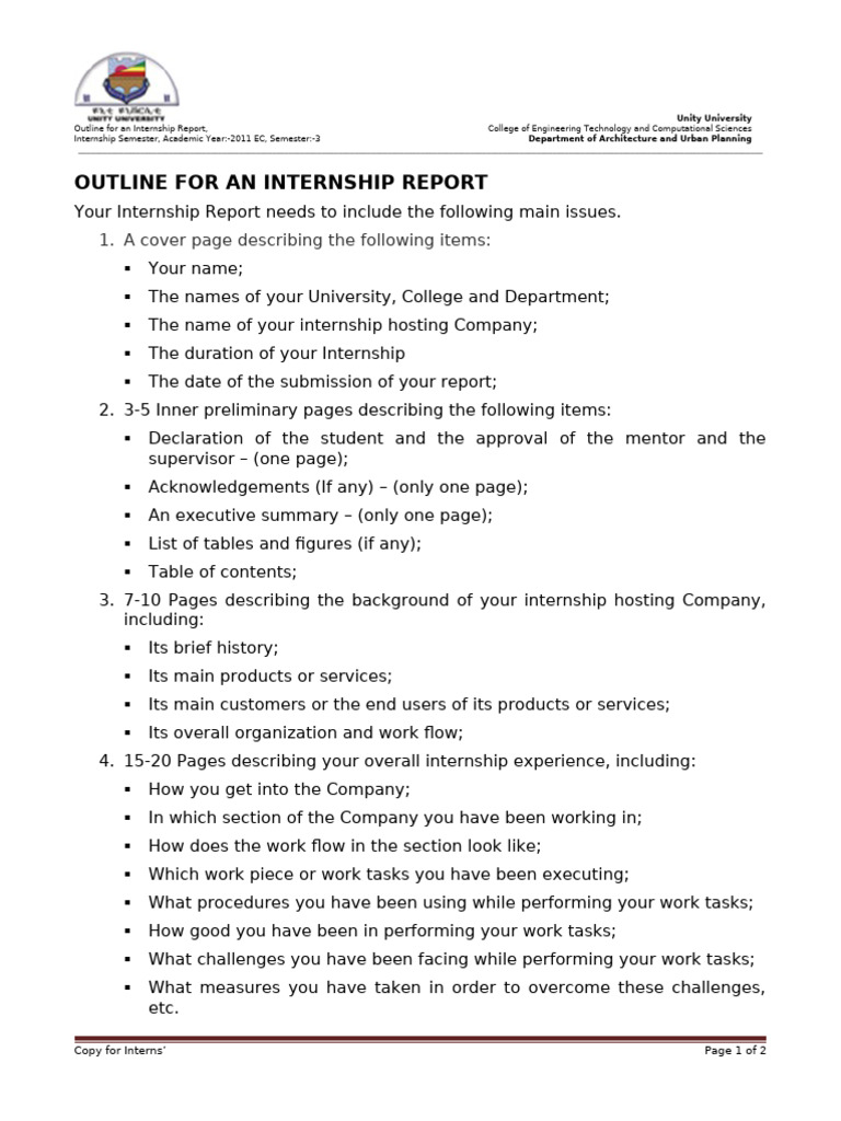 Internship Report Outline Guide | PDF | Internship | Job Hunting