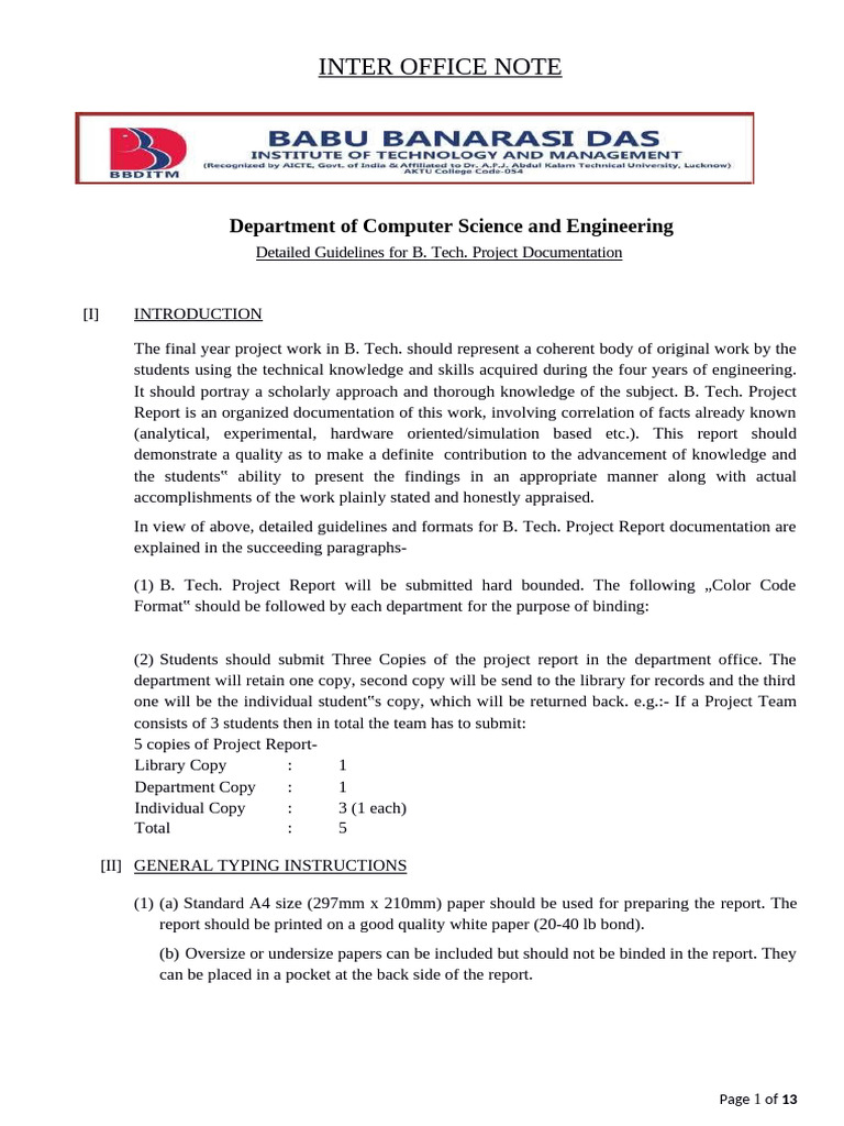 Guidelines For B. Tech. Final Year Project Documentaion | PDF | Modular Programming | Software