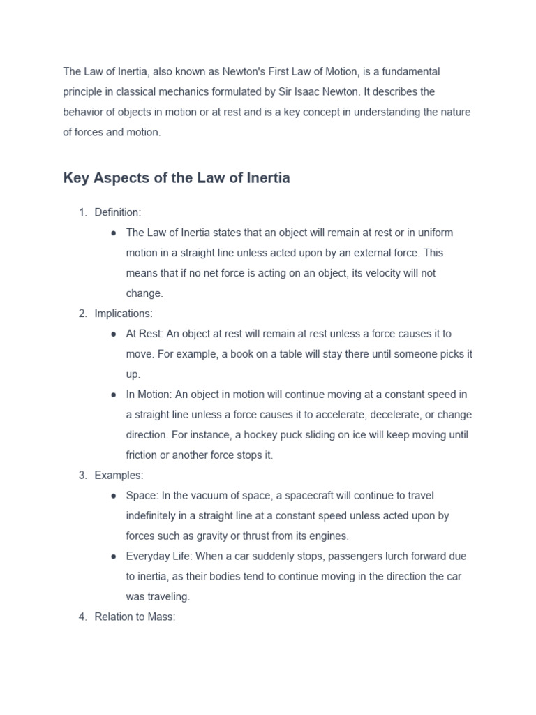 Law of Inertia Brief | PDF | Force | Inertia