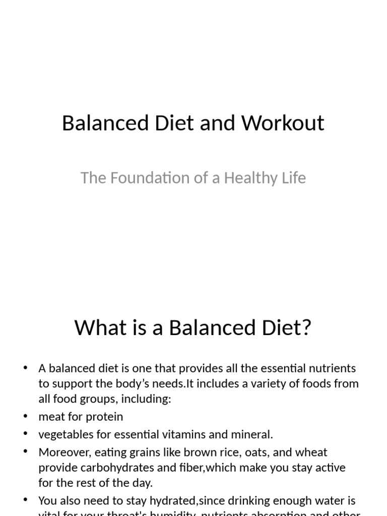 Balanced Diet and Exercise Essentials | PDF | Healthy Diet | Strength ...