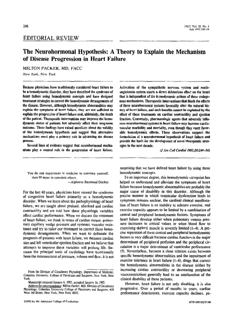 Neurohormonal Hypothesis | PDF | Heart Failure | Heart