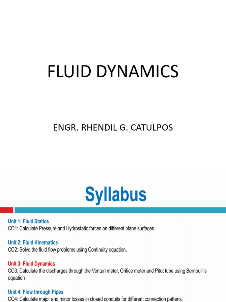Chapter 3 Fluid Dynamics | PDF