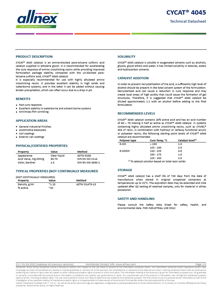 Cycat-4045 en A4 | PDF | Solvent | Acid