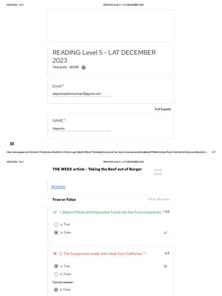 Reading Level 5 - Lat December 2023 | PDF | Foods | Meat