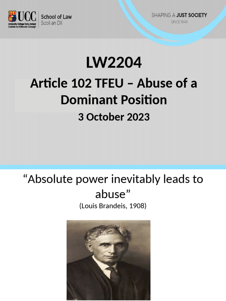 LW2204 Article 102 | PDF | Economics Of Regulation