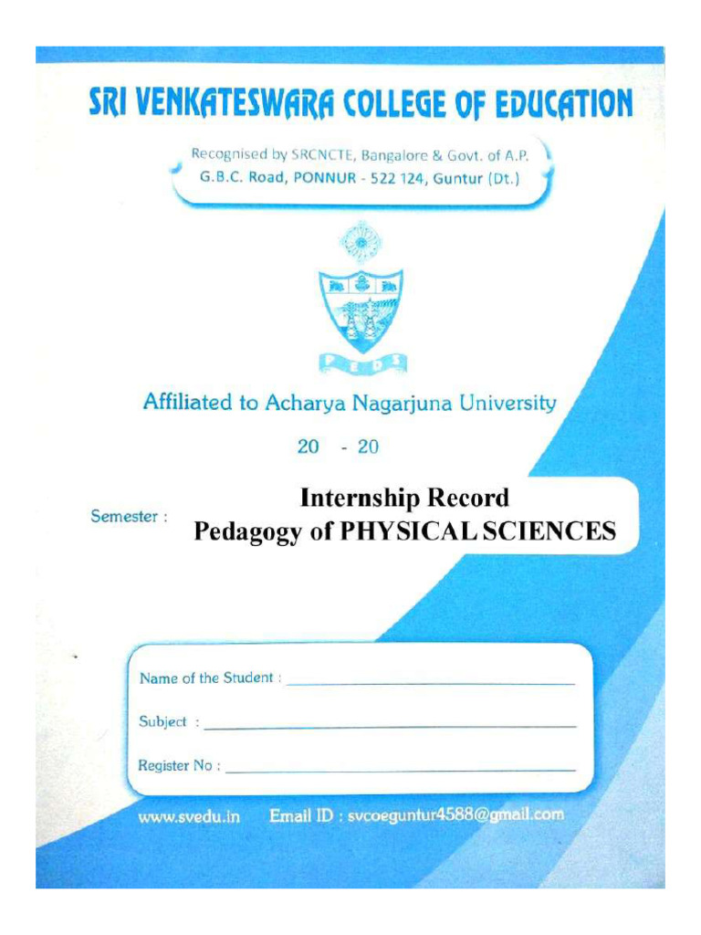 Internship Record - Physical Sciences | PDF