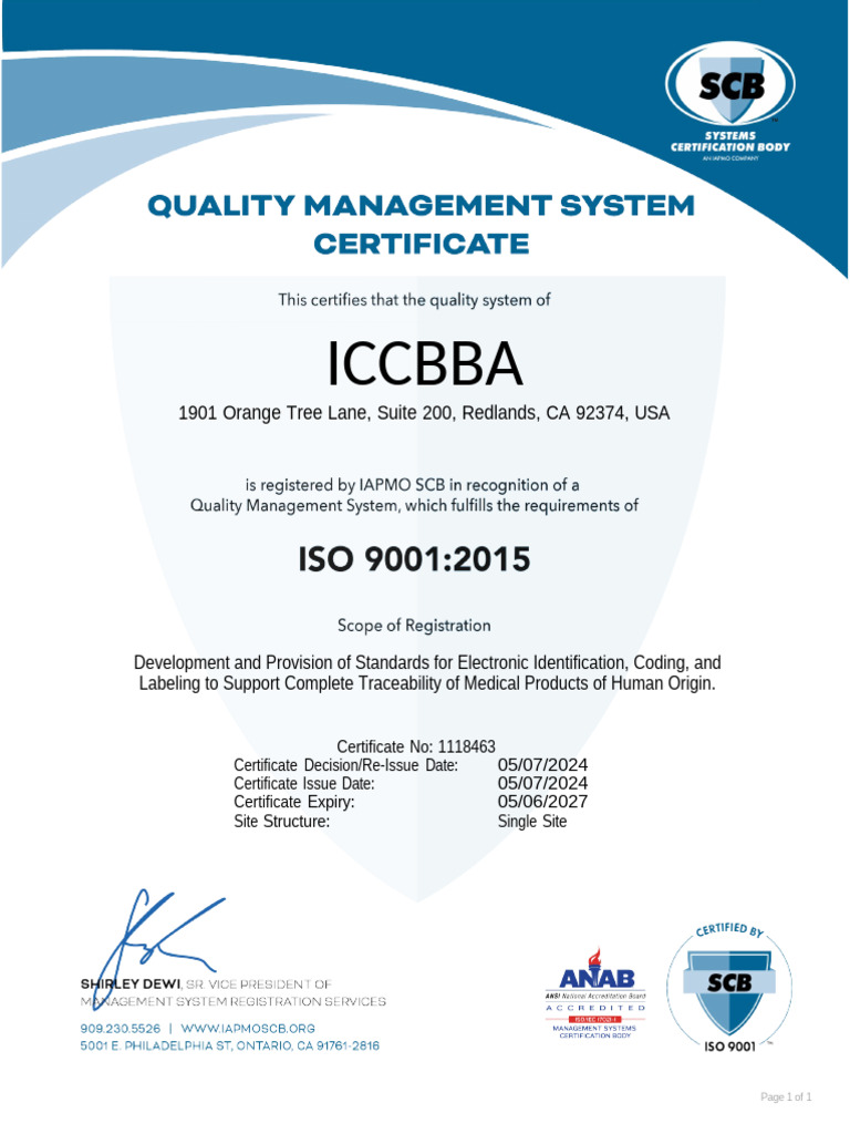 ICCBBA ISO 9001 - 2015 Certificate (Exp 2027) | PDF