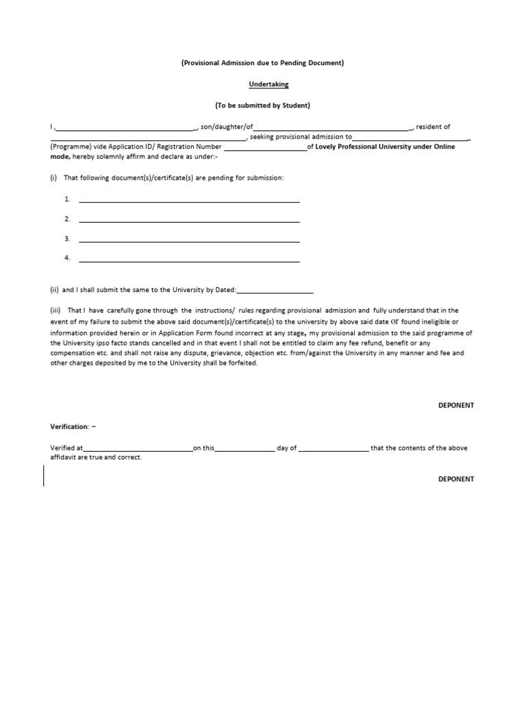 Undertaking (Document Pending) | PDF