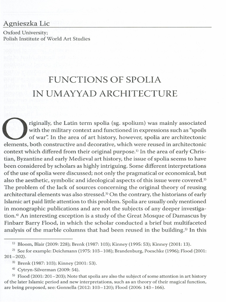 Functions of Spolia in Umayyad Architecture | PDF | Architectural ...