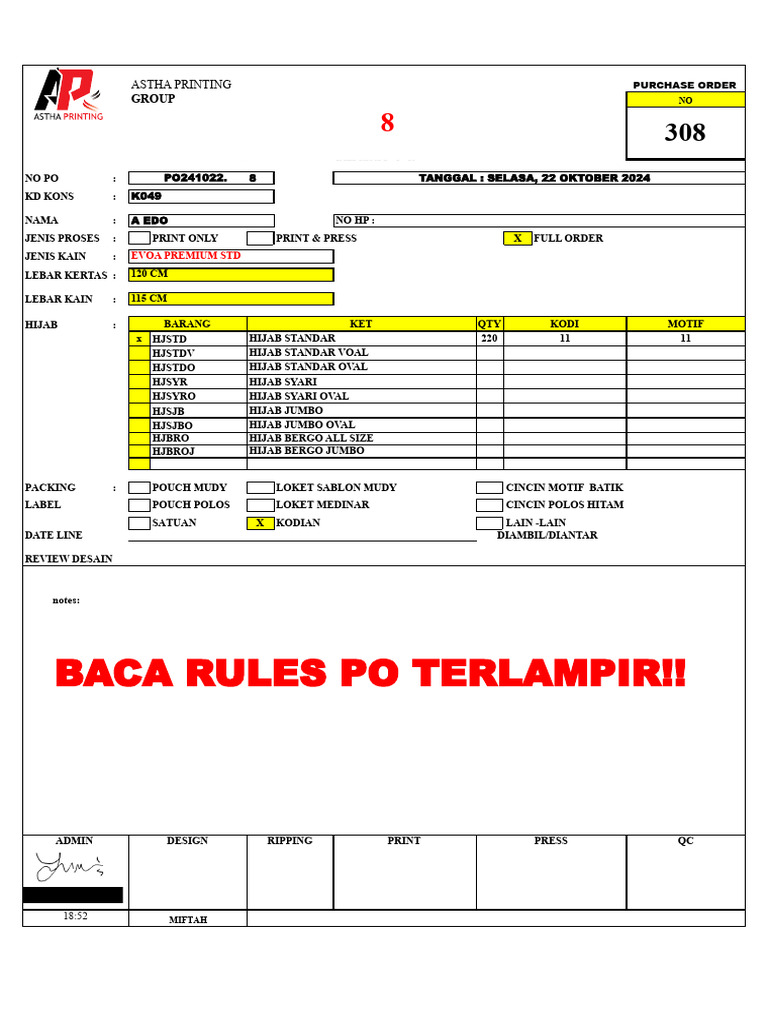 Po Oktober 2024 - Cetak Po - 2024-10-22T185242.418 | PDF