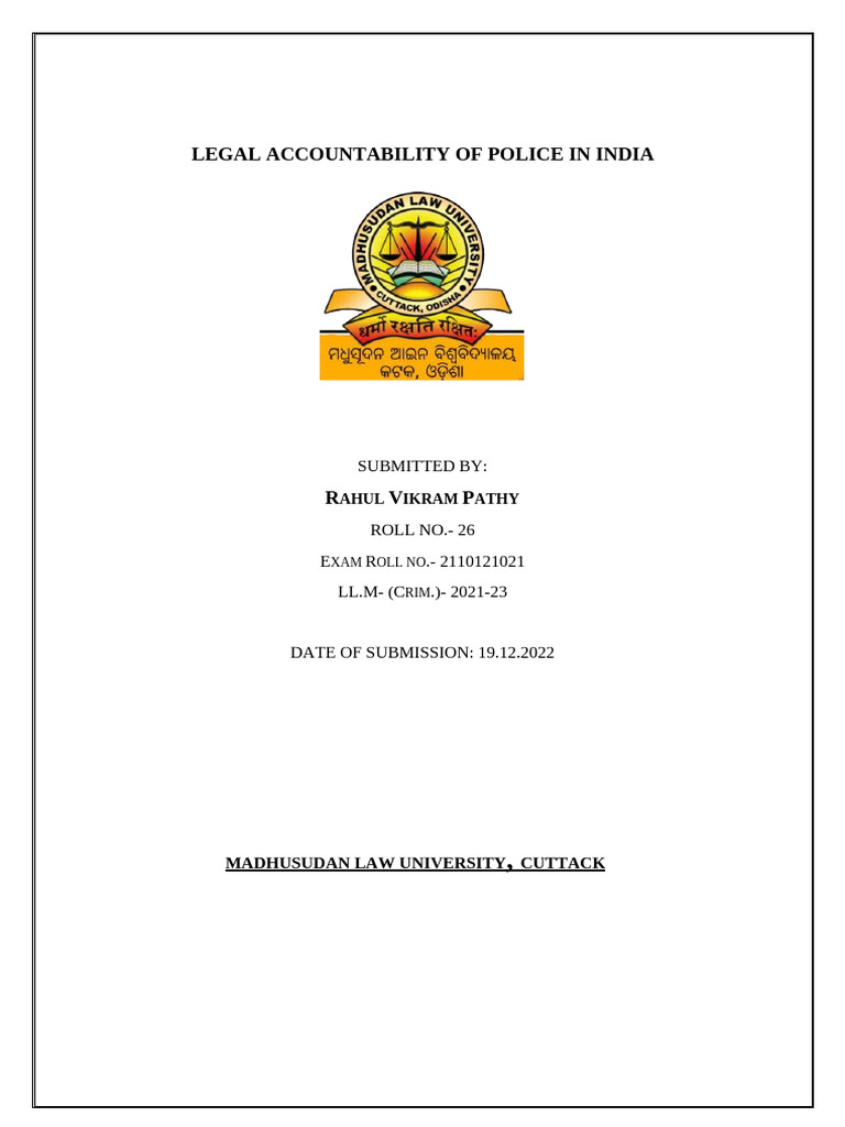 Police Accountability in India: Legal Insights | PDF | Tort | Sovereign ...