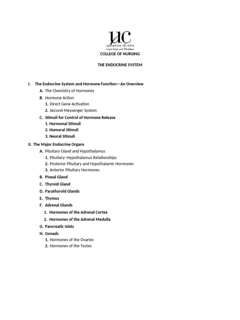 The Endocrine System Outline | PDF | Science & Mathematics