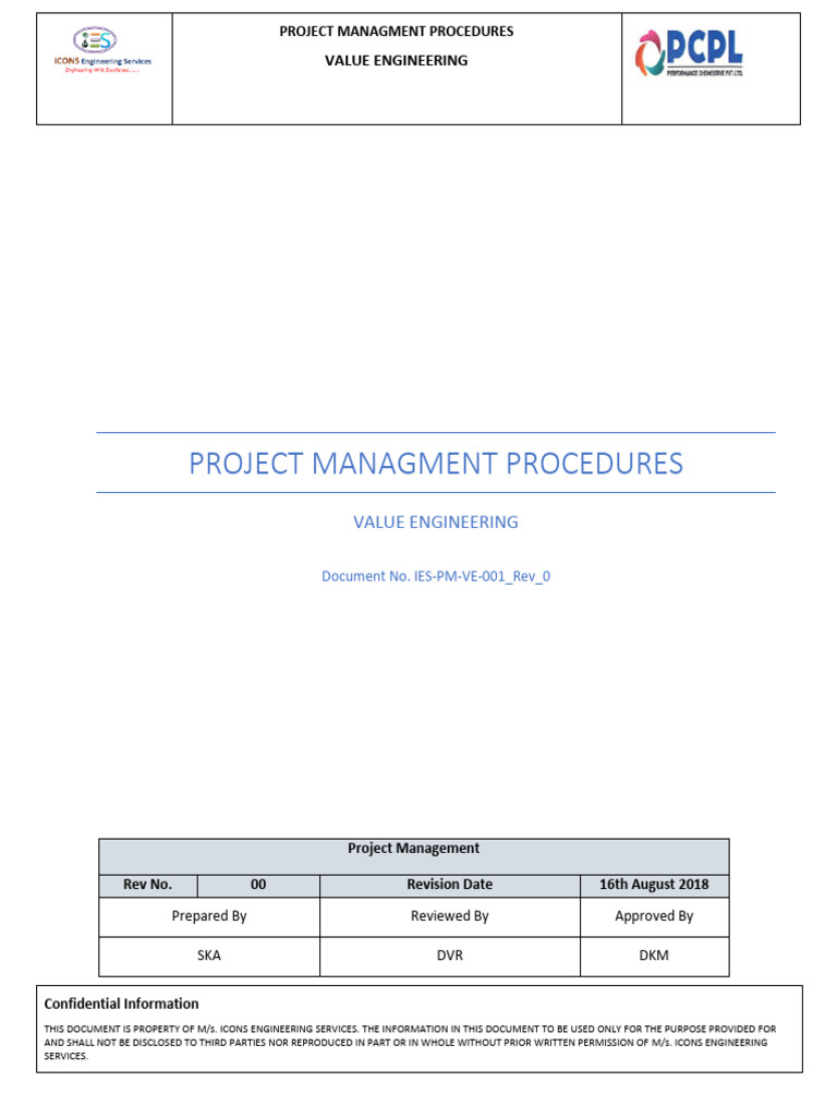 IES-PM-VE-001 Rev 0 Value Engineering | PDF | Project Management | Business