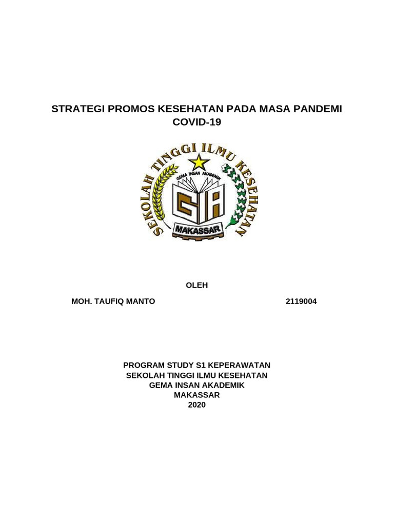 Uas Promkes - Strategi Promos Kesehatan Pada Masa Pandemi Covid | PDF