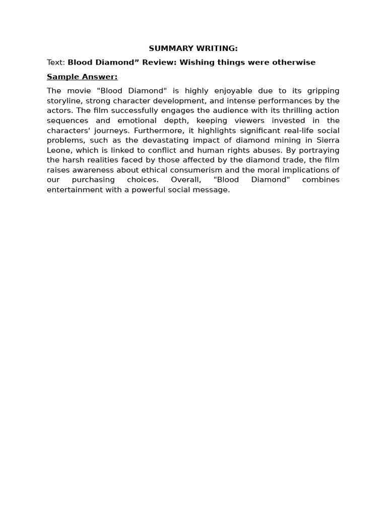 Summary Writing - Sample Answer | PDF