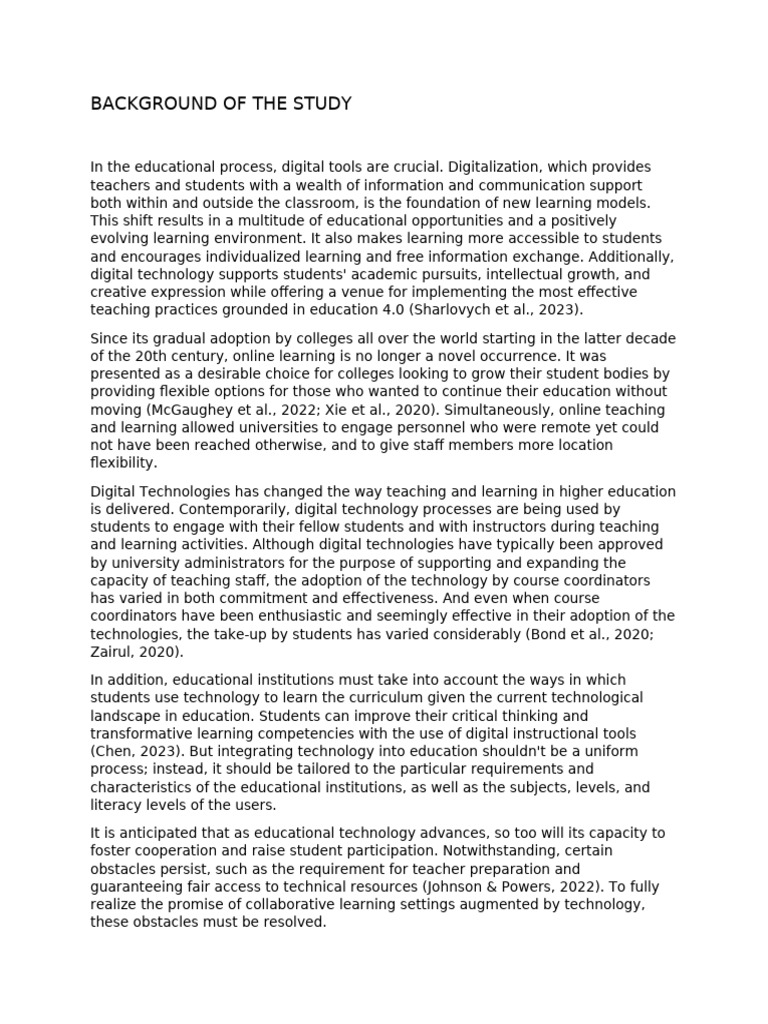 Background of The Study. | PDF | Educational Technology | Learning