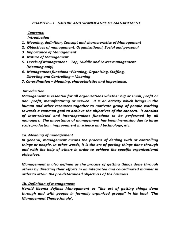 Understanding Management: Nature & Importance | PDF | Goal | Employment