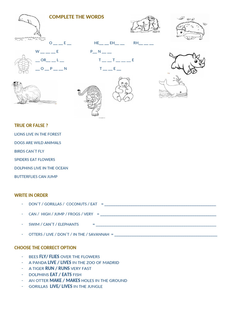 Complete The Words | PDF | Dolphin | Giant Panda