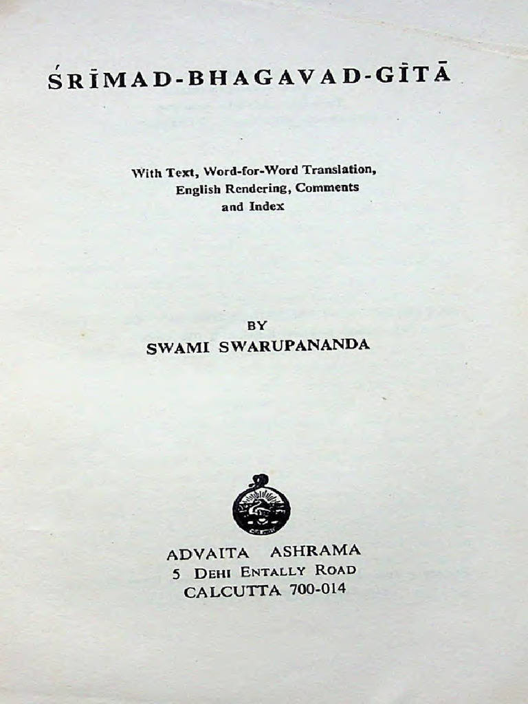 Bhagavad Gita Swarupananda | PDF