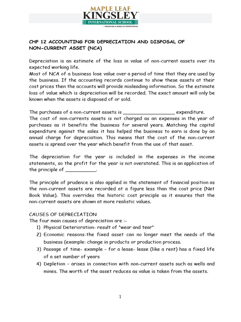 CHP 12 Accounting For Depreciation and Disposal of Non-Current Asset ...