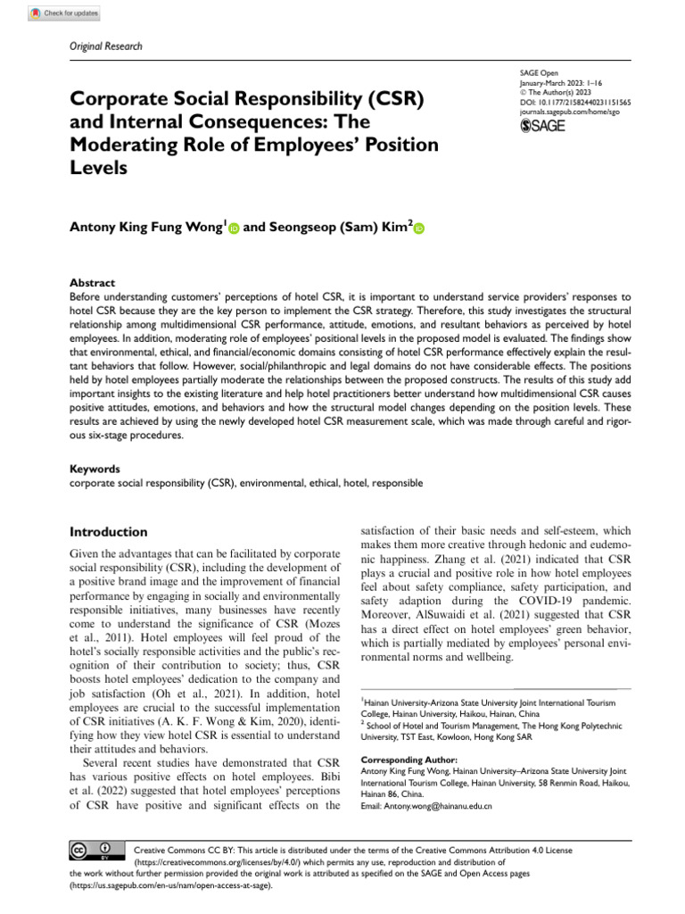 Wong Kim 2023 Corporate Social Responsibility (CSR) and Internal Consequences The Moderating ...