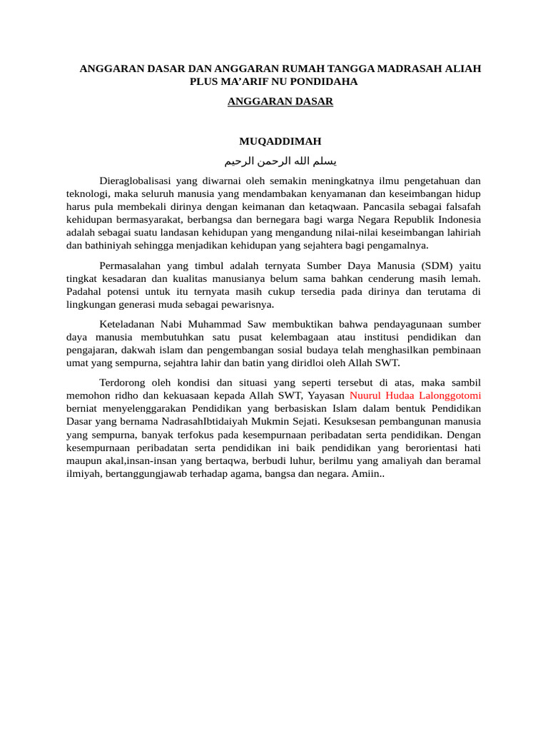 IJOP Anggaran Dasar Rumah Tangga MI | PDF | Agama & Spiritualitas