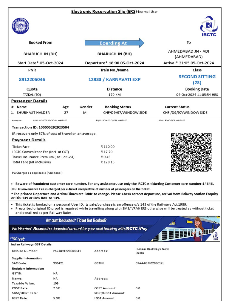 Train | PDF | Identity Document | Payments