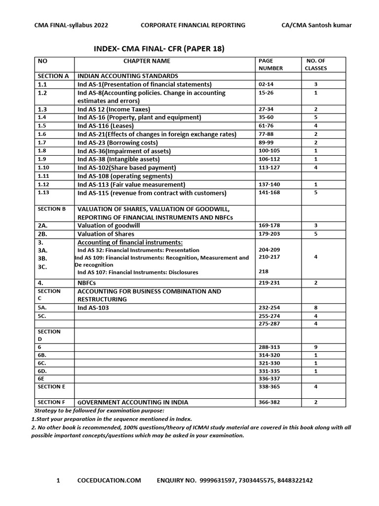 Cma Final CFR Syllabus 2022 | PDF | Income Statement | Going Concern