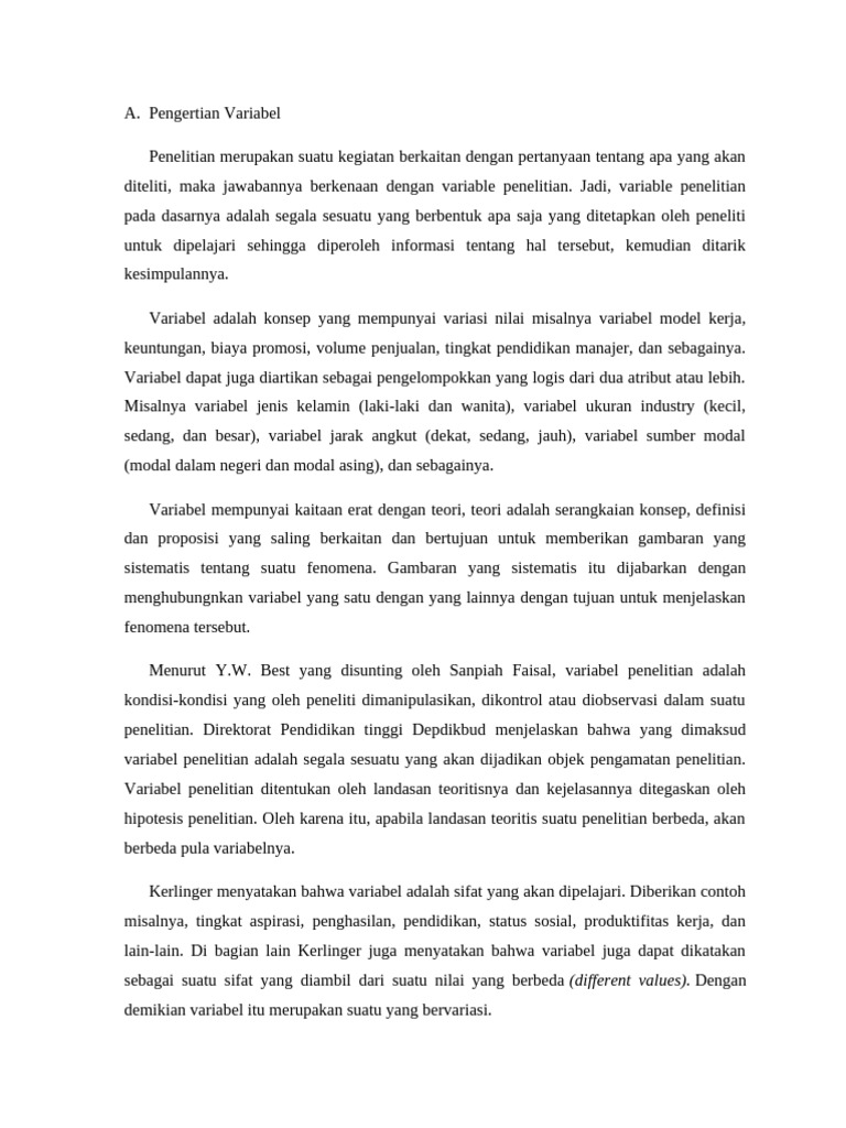 Pengertian Variabel | PDF | Sains & Matematika