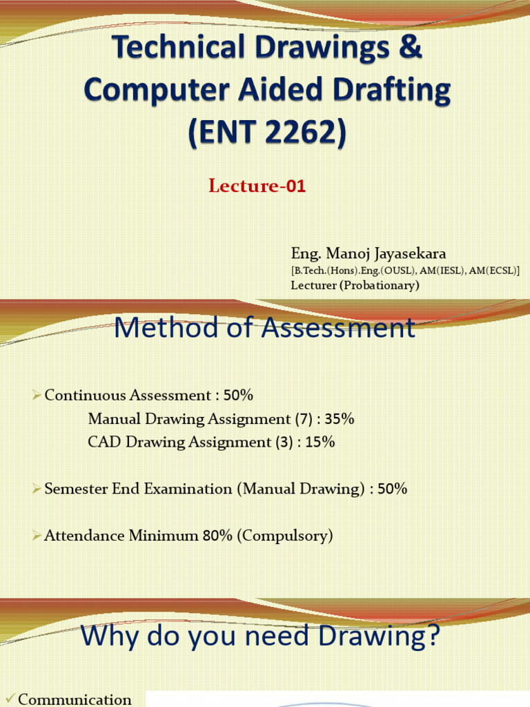 Lecture-01 (ENT-2262) | PDF | Technical Drawing | Drawing