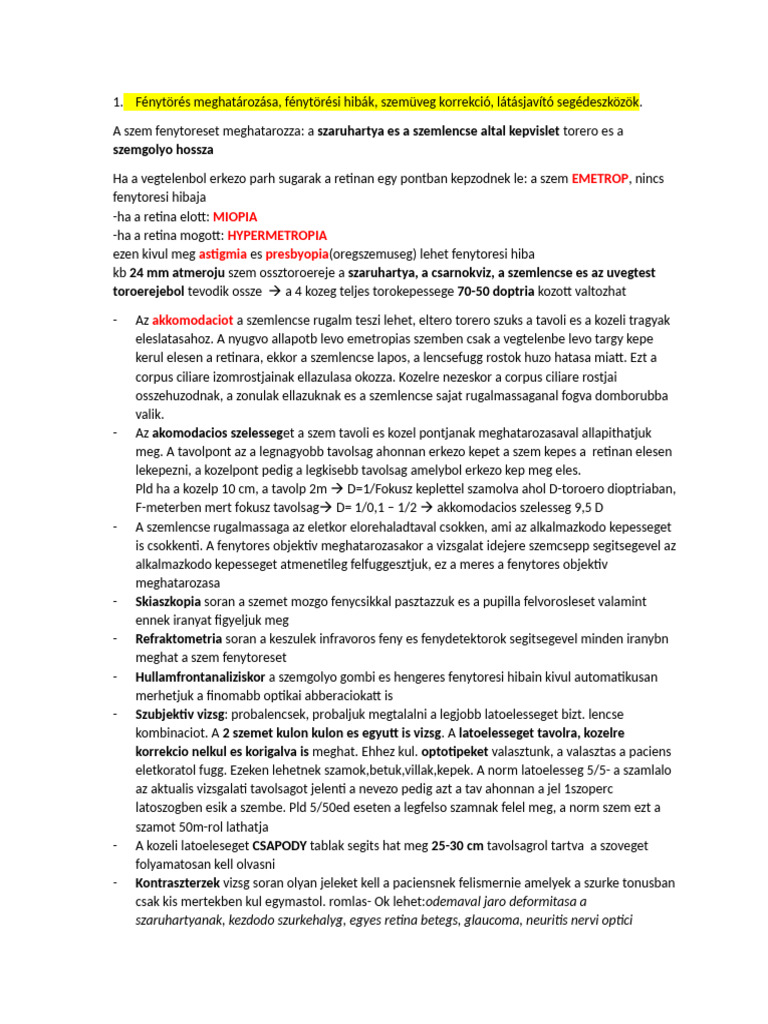 Emetrop Miopia Hypermetropia Astigmia Presbyopia | PDF