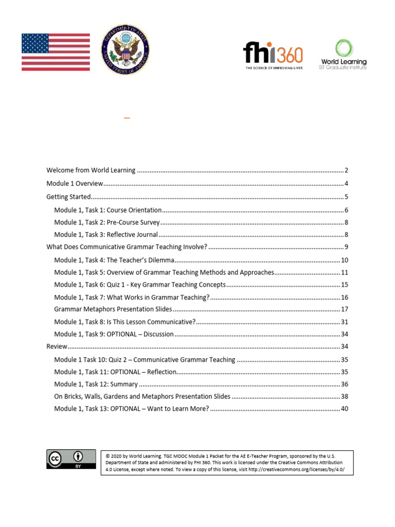 TGC MOOC Module 1 Packet 2020 | PDF | Learning | Human Communication