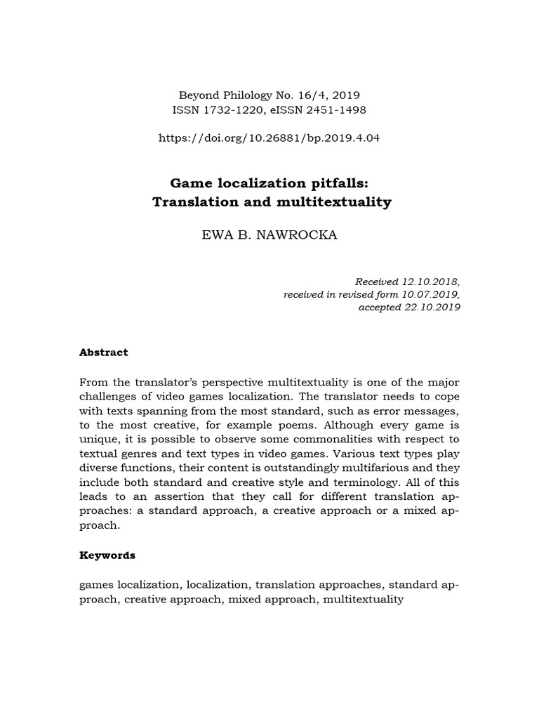 Game Localization Pitfalls Translation and Multite | PDF | Translations | Semantics