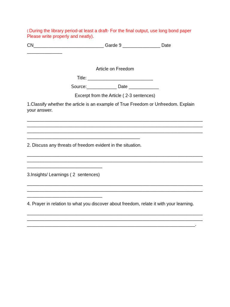 Reflection On Freedom | PDF