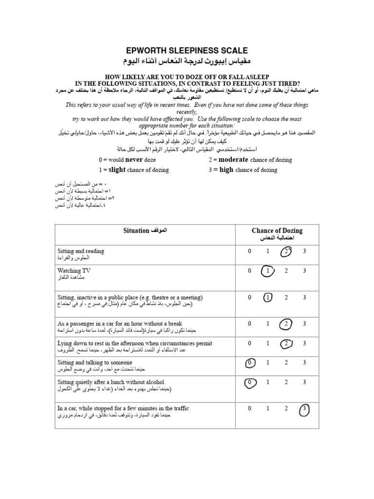 Epworth Sleepiness Scale Overview | PDF | Sleep | Animal Physiology