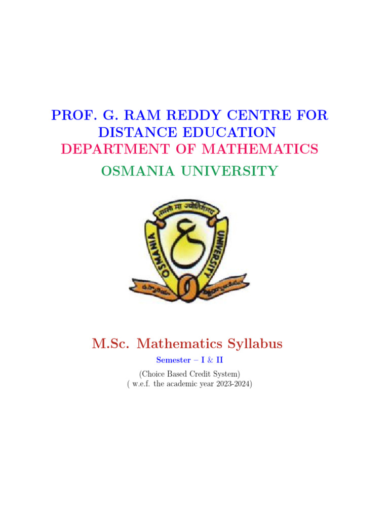 M.Sc. Mathematics Syllabus 2023-2024 | PDF | Teaching Mathematics ...