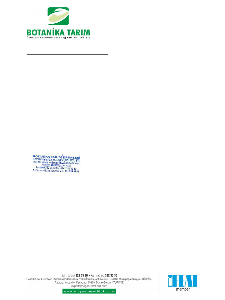 Botanika Tarim IFRA Statement - Oregano Oil | PDF