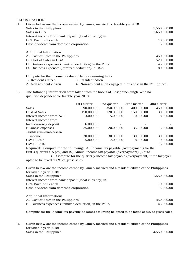 Individual Illustration and Activity No. 2 | PDF | Tax Deduction ...