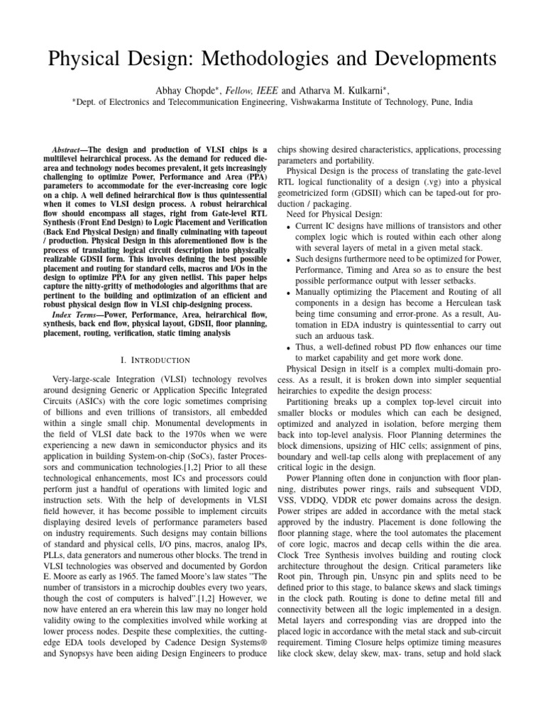 Physical Design: Methodologies and Developments: Abhay Chopde, and ...