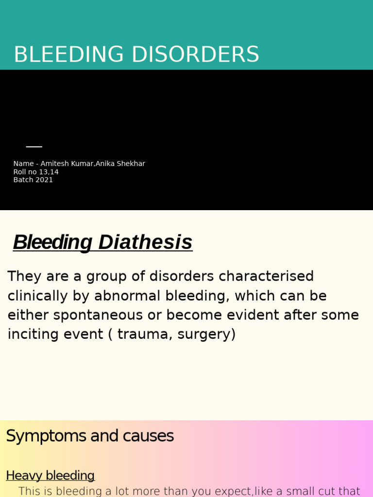 Bleeding Disorders Copy-1 | PDF | Coagulation | Bleeding