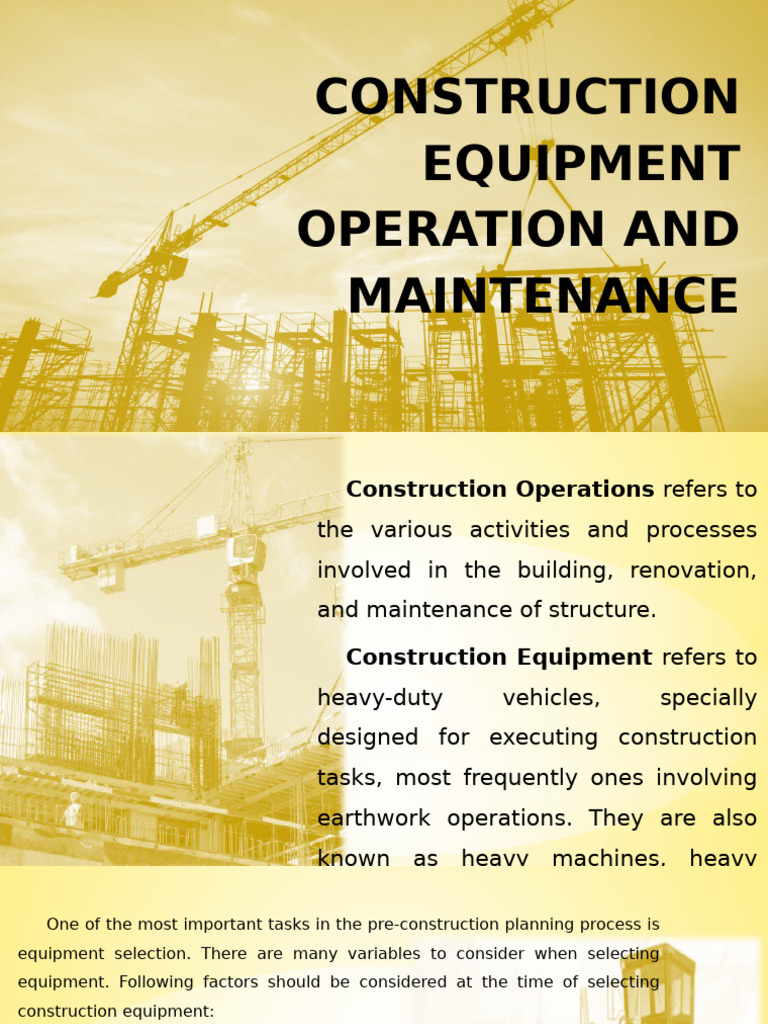 Construction Equipment Operations Guide | PDF | Heavy Equipment ...