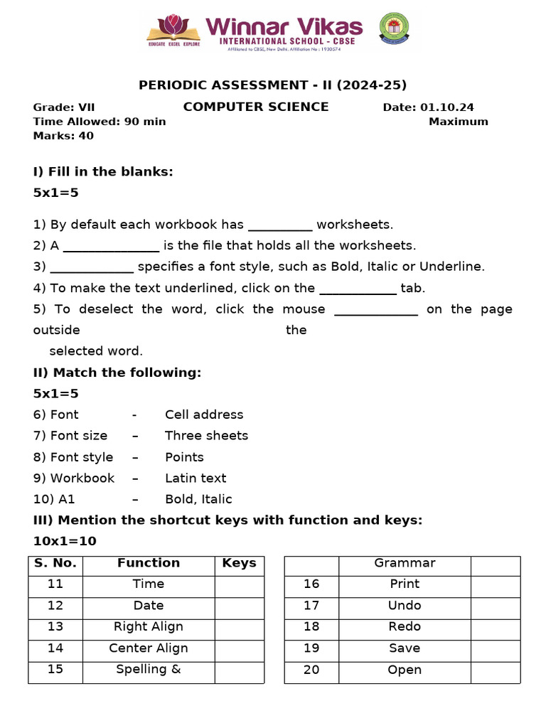7 CS | PDF | Worksheet | Written Communication