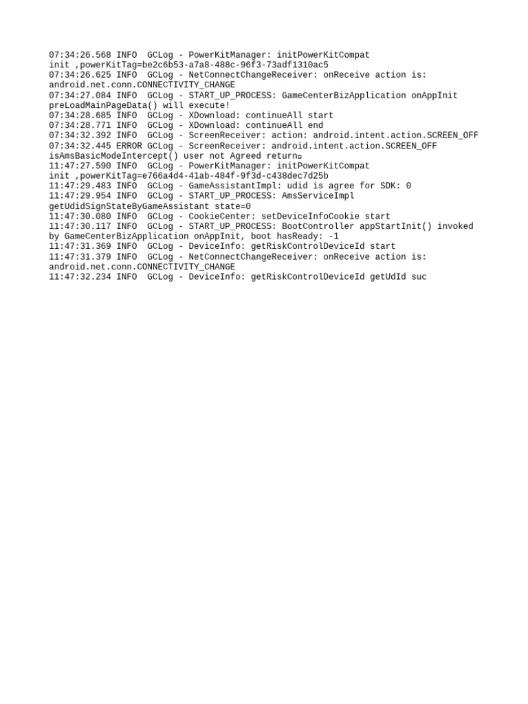 Game Center Initialization Log Insights | PDF