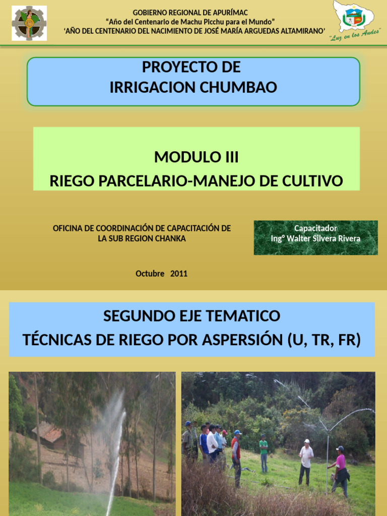 Técnicas de Riego por Aspersión Eficientes | PDF | Riego | Agua