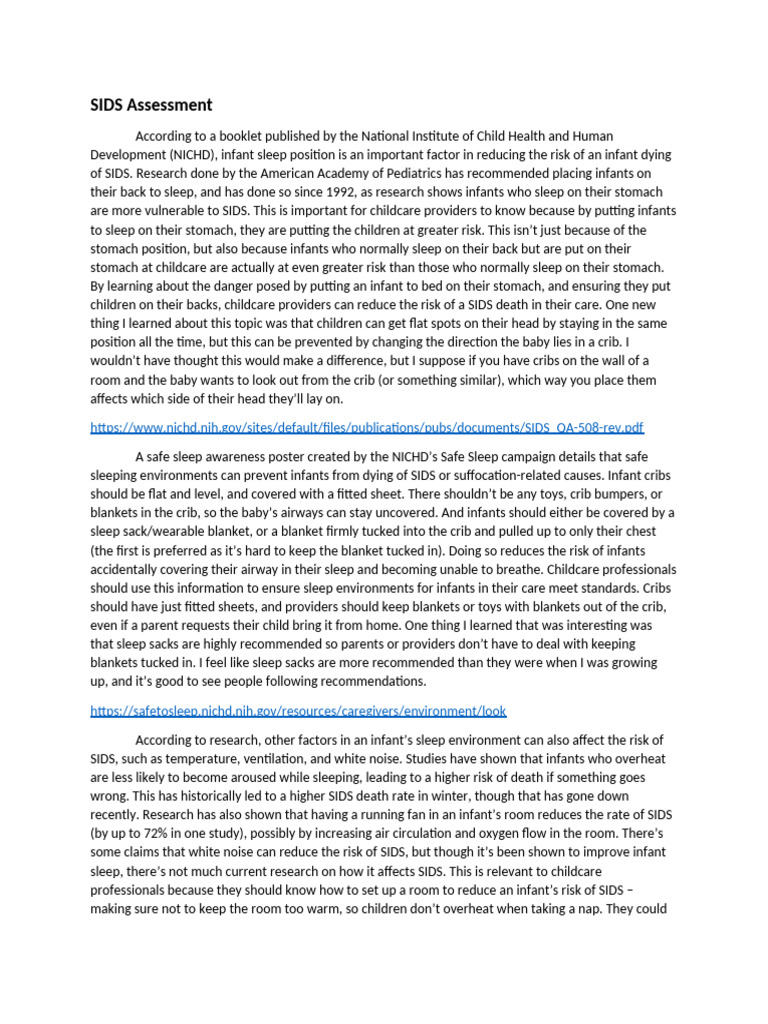 SIDS Assessment | PDF | Infants | Infancy