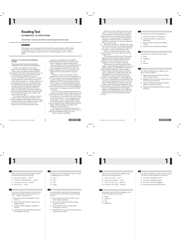 SAT Practice Test #6 | PDF SAT Practice Test #6 | PDF