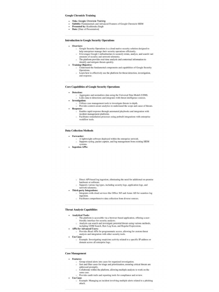 Google Chronicle Training - 00001 | PDF