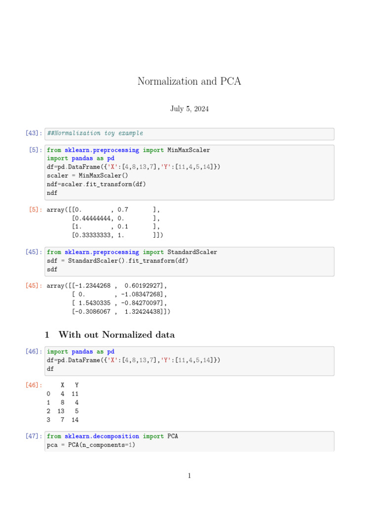 Normalization And Pca Pdf Principal Component Analysis Data