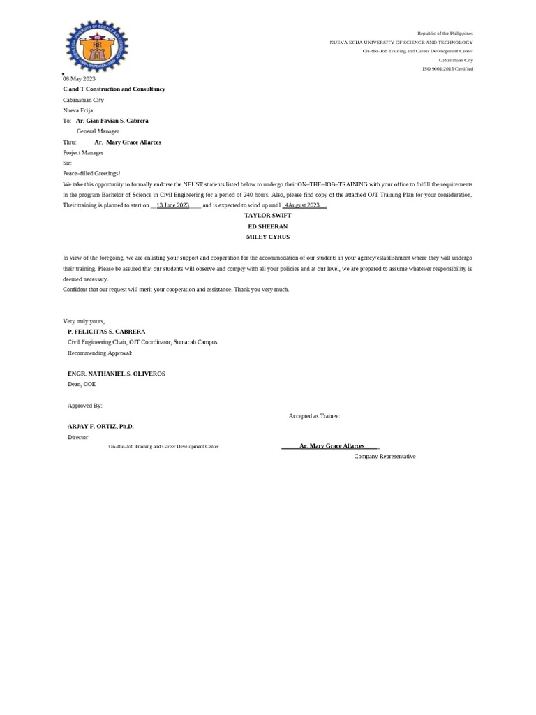 Endorsement-Letter | PDF