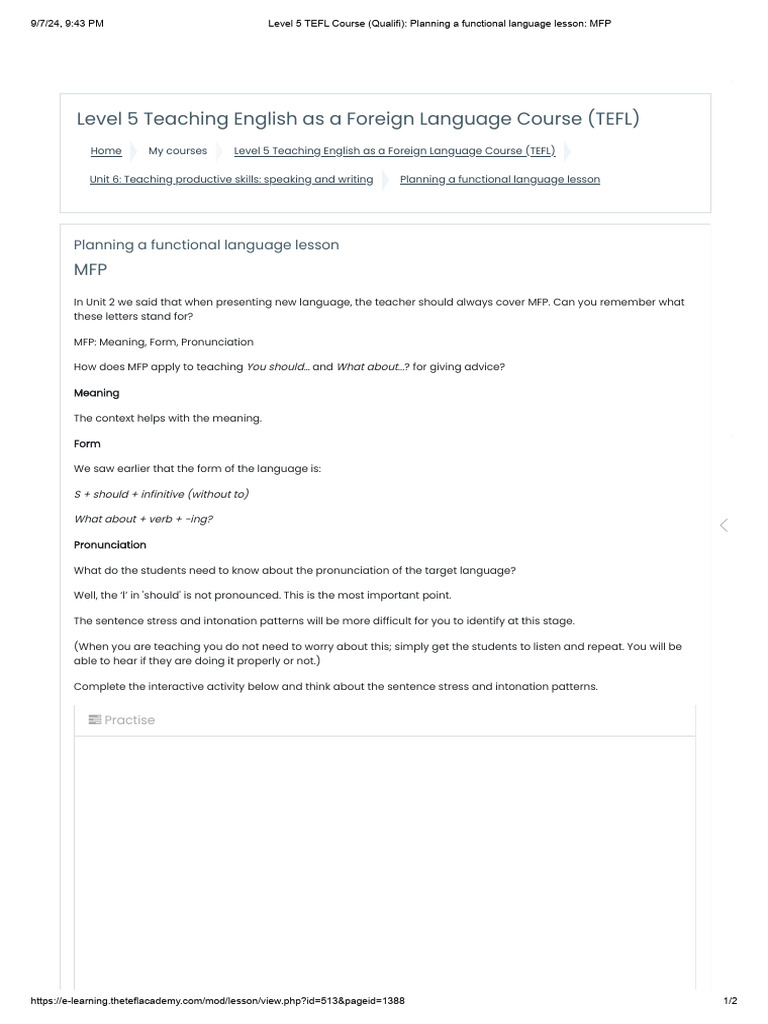 Level 5 TEFL Course (Qualifi) - Planning A Functional Language Lesson ...